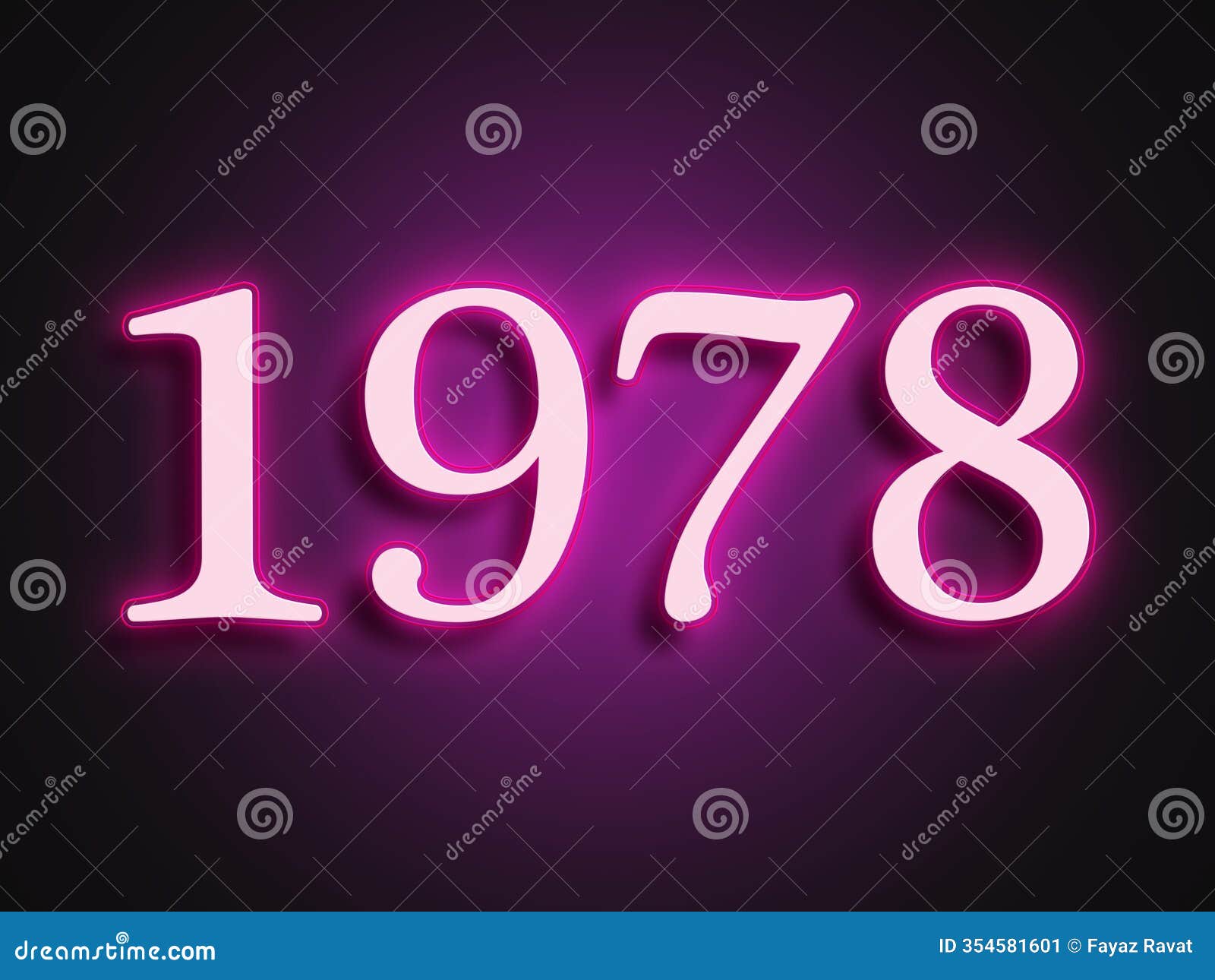 Pink Glowing Neon Light Text Effect of Number 1978. Stock Image - Image ...