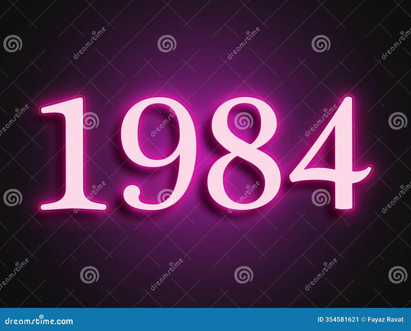 1984 Neon Lights: Bright Orange Sign In Urban Night Setting Stock ...