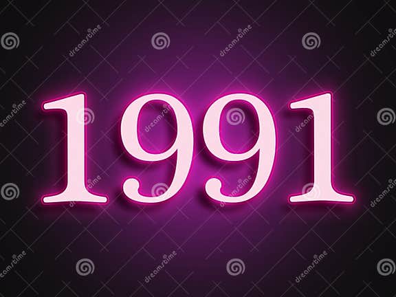 Pink Glowing Neon Light Text Effect of Number 1991. Stock Photo - Image ...
