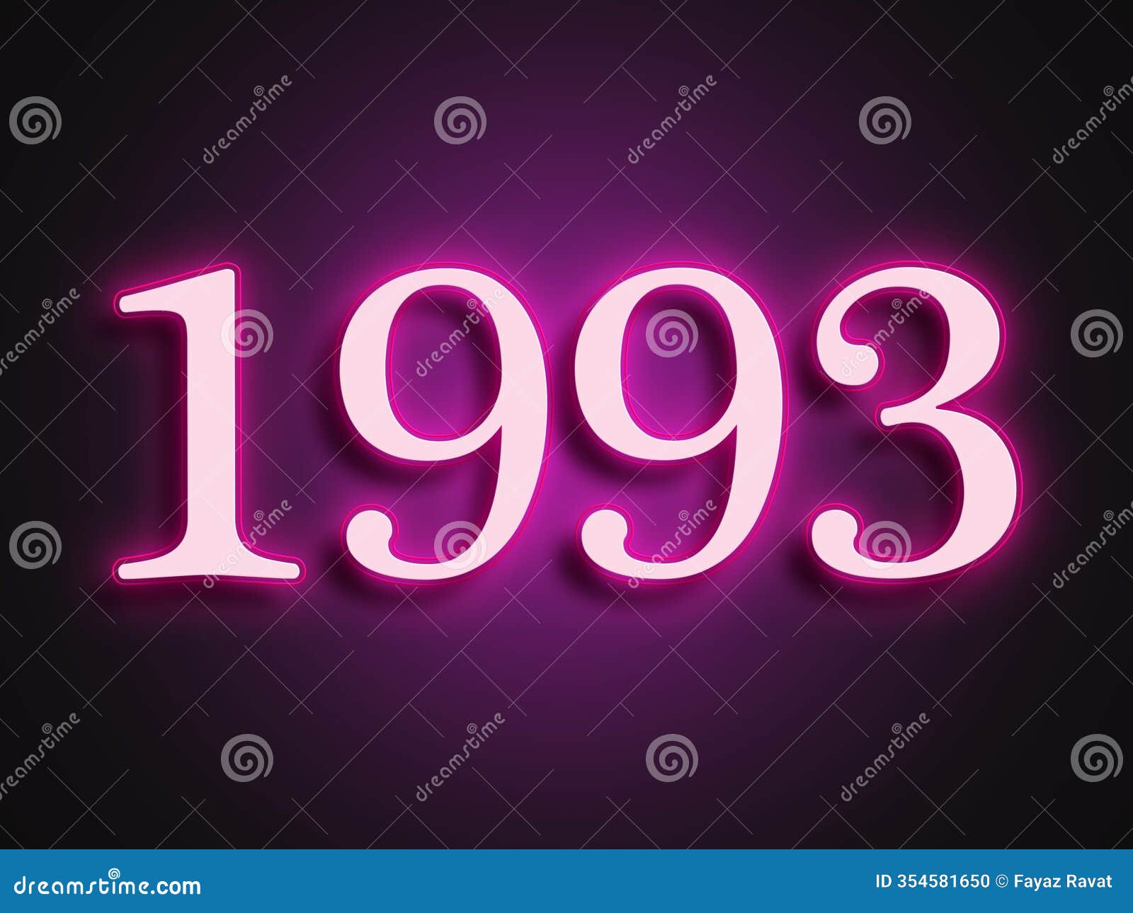Pink Glowing Neon Light Text Effect of Number 1993. Stock Photo - Image ...