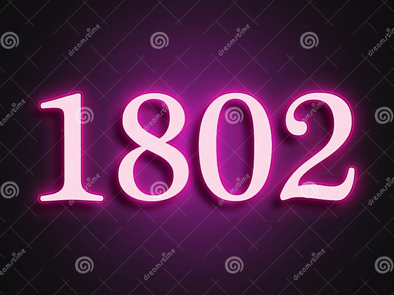 Pink Glowing Neon Light Text Effect of Number 1802. Stock Photo - Image ...