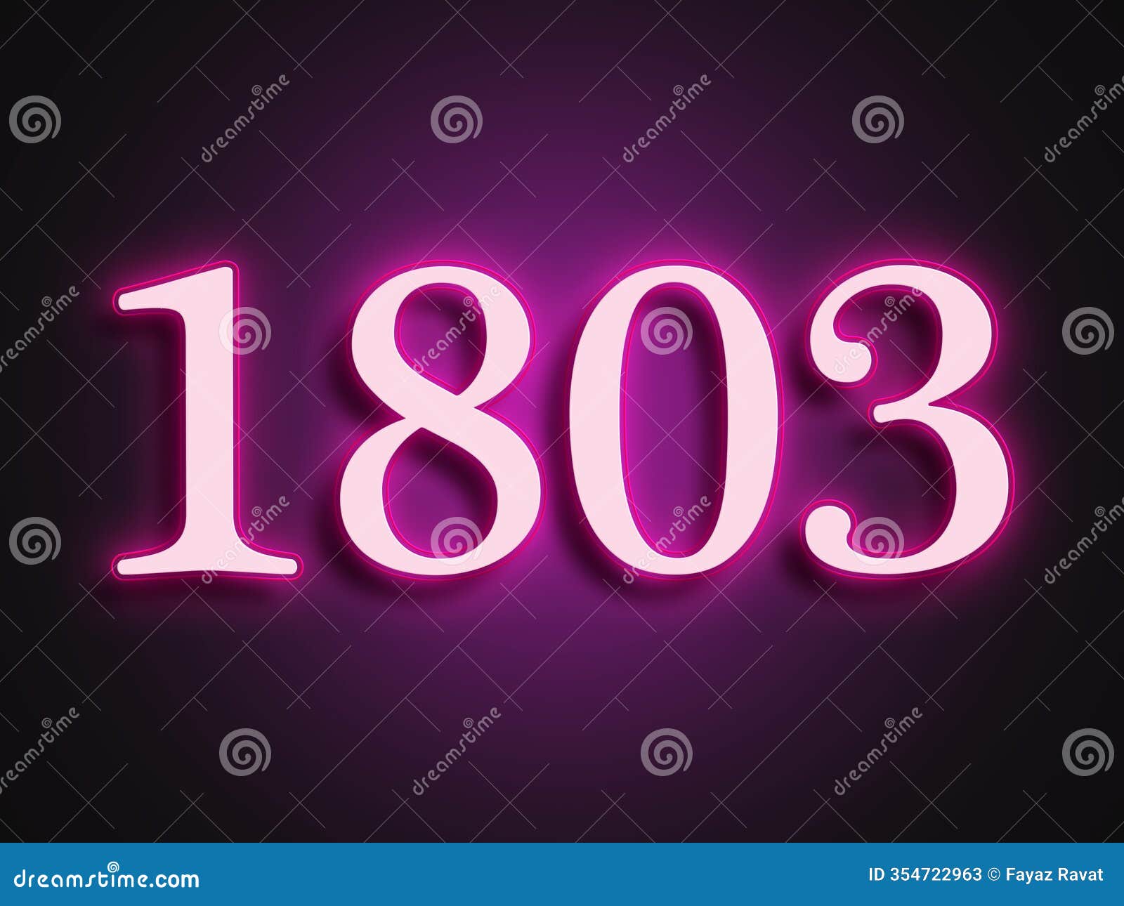Pink Glowing Neon Light Text Effect of Number 1803. Stock Image - Image ...