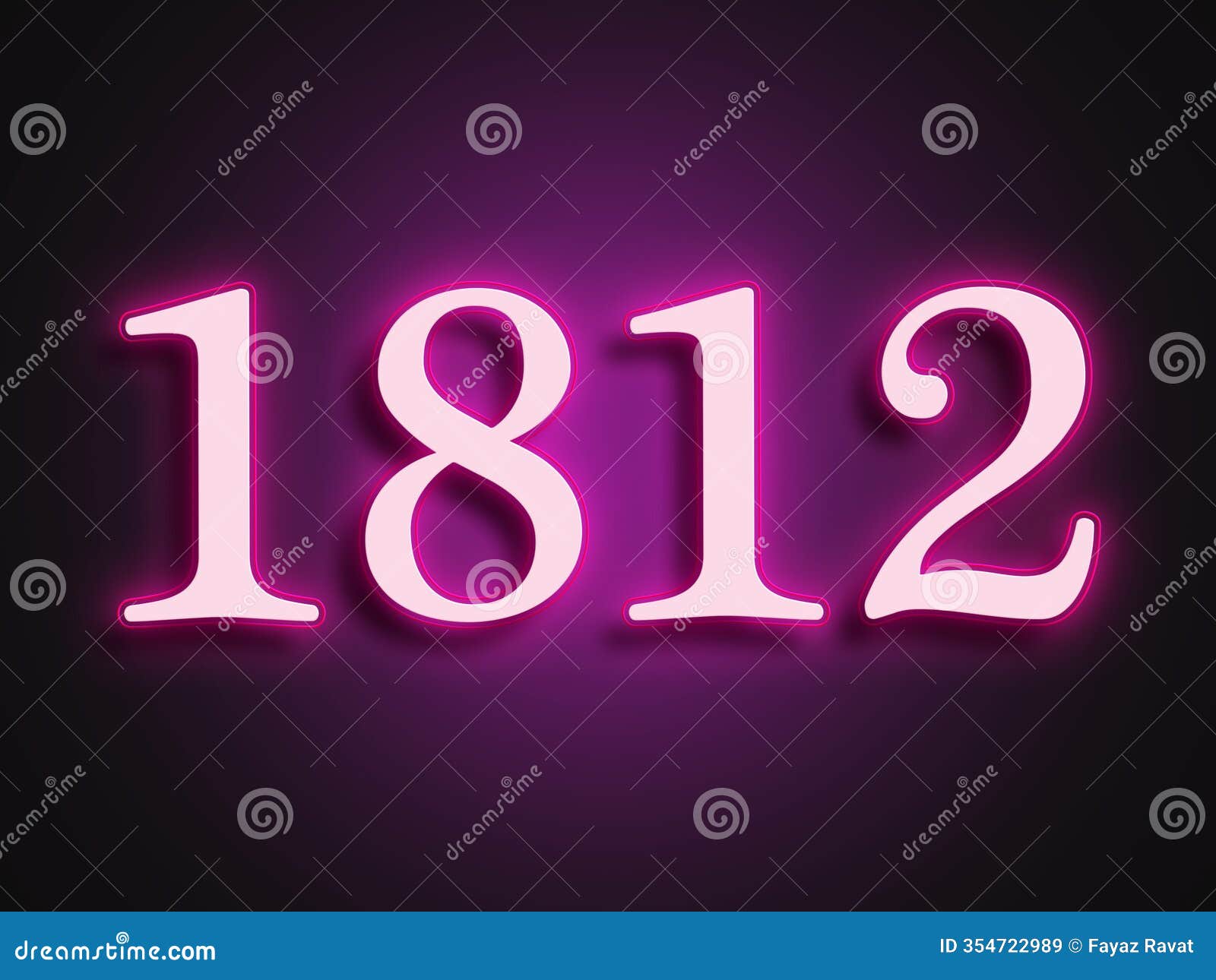 Pink Glowing Neon Light Text Effect of Number 1812. Stock Image - Image ...