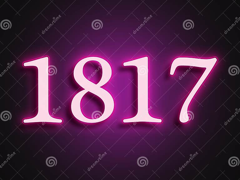 Pink Glowing Neon Light Text Effect of Number 1817. Stock Photo - Image ...