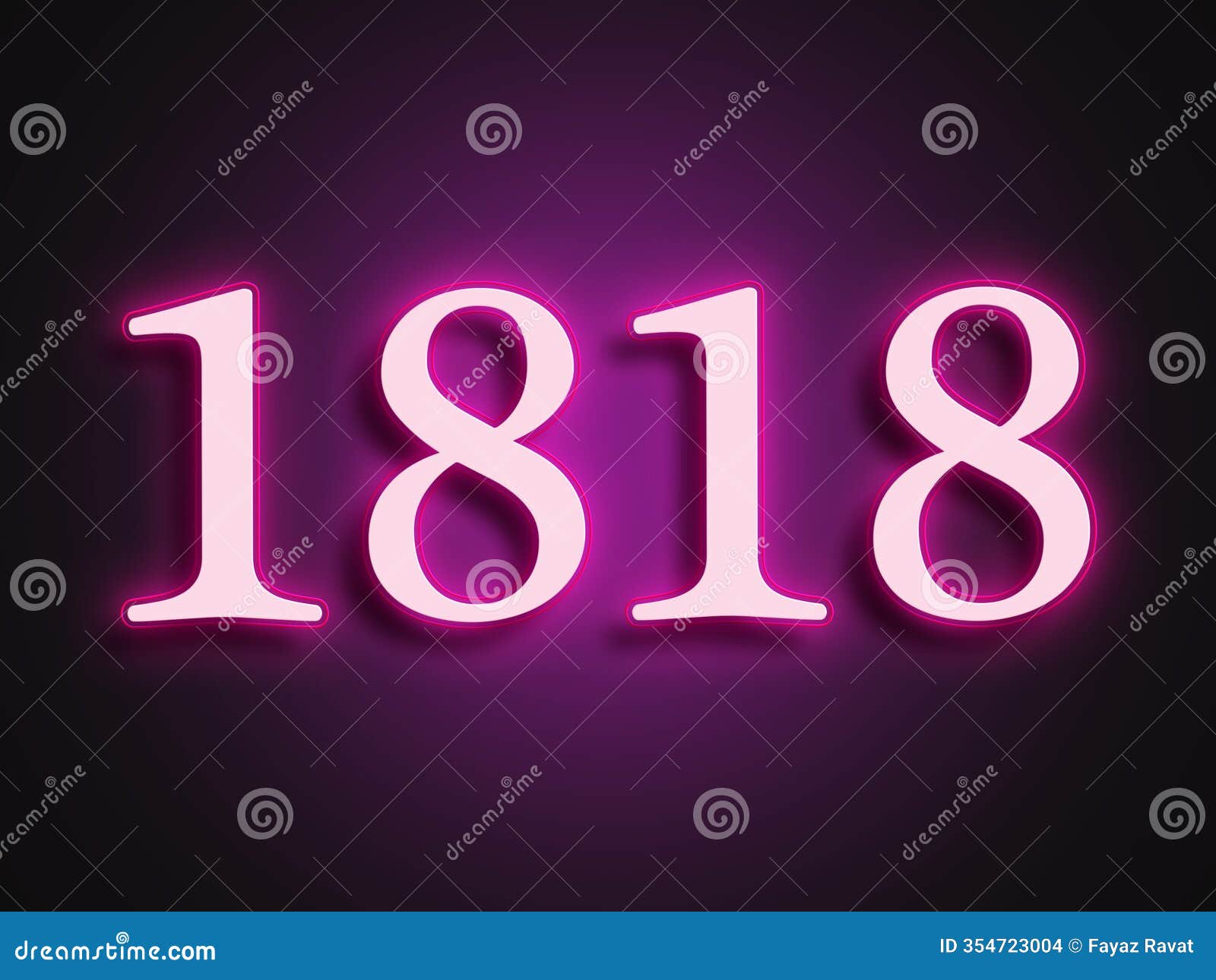 Pink Glowing Neon Light Text Effect of Number 1818. Stock Photo - Image ...