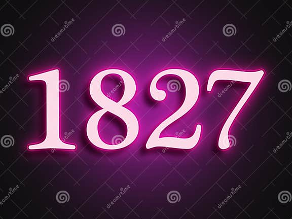 Pink Glowing Neon Light Text Effect of Number 1827. Stock Image - Image ...