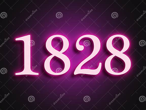 Pink Glowing Neon Light Text Effect of Number 1828. Stock Image - Image ...
