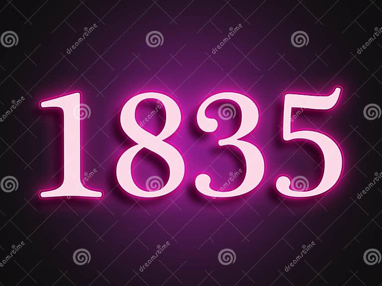 Pink Glowing Neon Light Text Effect of Number 1835. Stock Photo - Image ...