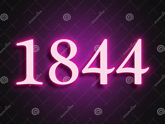 Pink Glowing Neon Light Text Effect of Number 1844. Stock Image - Image ...