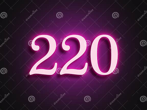 Pink Glowing Neon Light Text Effect of Number 220. Stock Image - Image ...