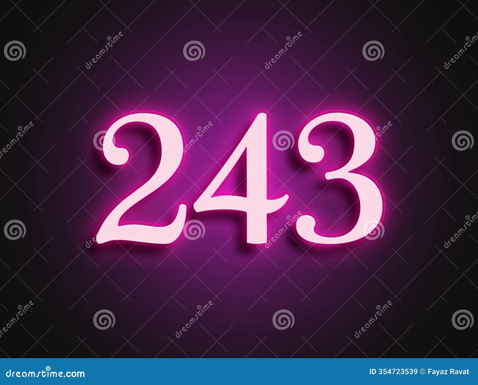 Pink Glowing Neon Light Text Effect of Number 243. Stock Image - Image ...