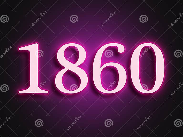 Pink Glowing Neon Light Text Effect of Number 1860. Stock Illustration ...