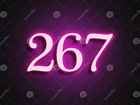 Pink Glowing Neon Light Text Effect of Number 267. Stock Photo - Image ...