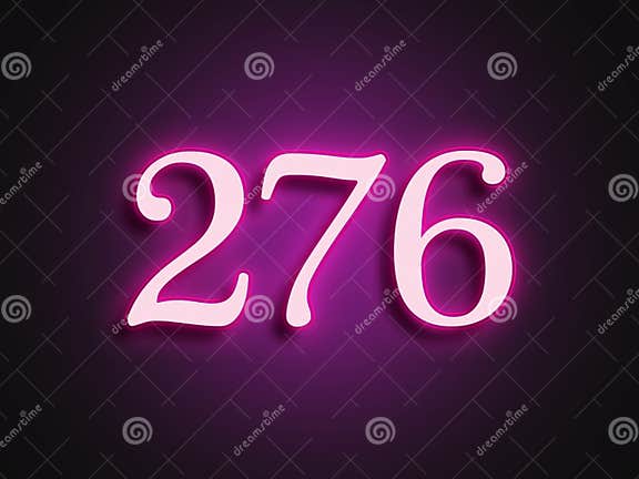 Pink Glowing Neon Light Text Effect of Number 276. Stock Photo - Image ...