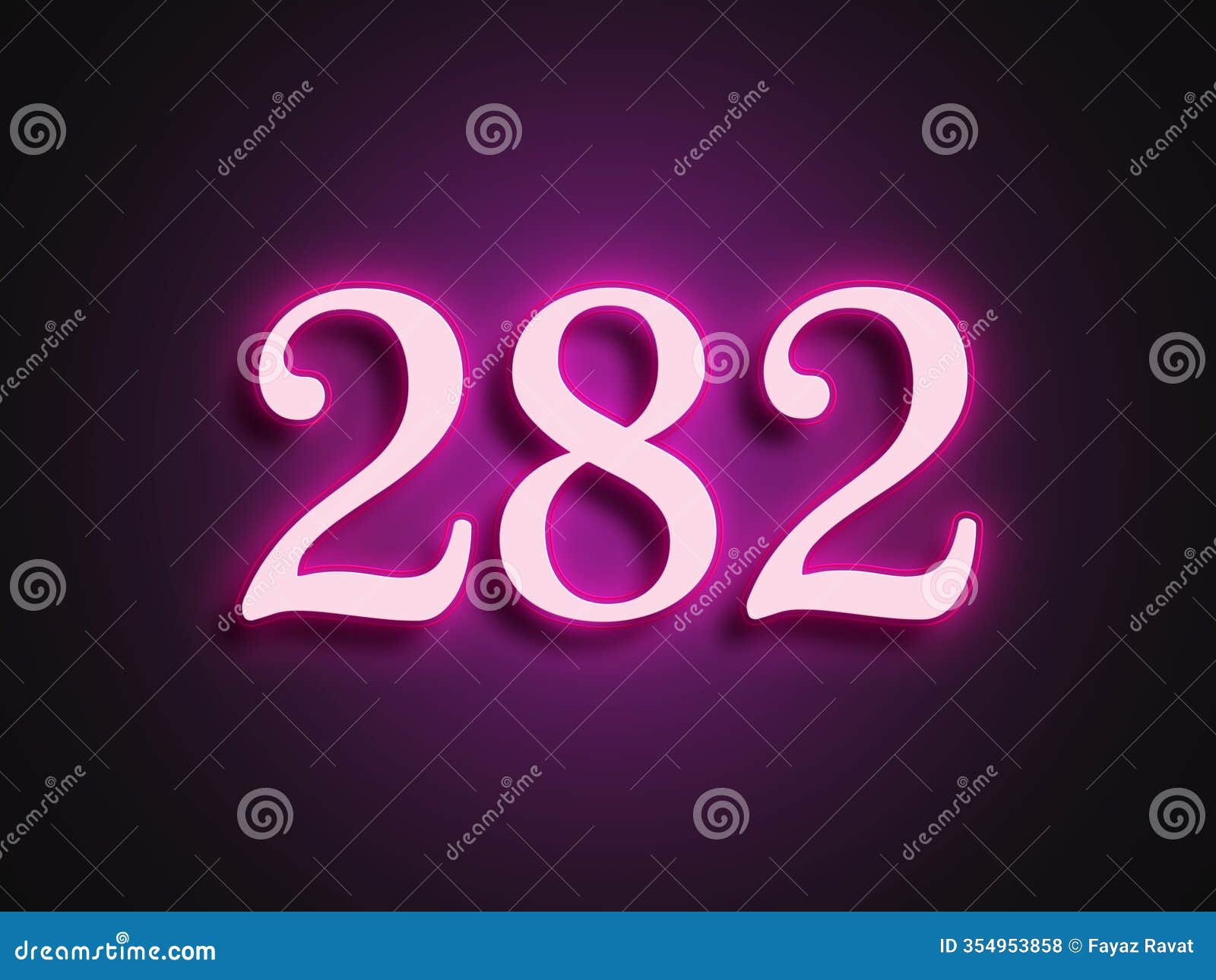 Pink Glowing Neon Light Text Effect of Number 282. Stock Photo - Image ...