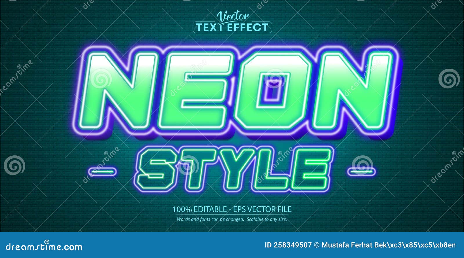 Neon Light Text Effect, Editable Glowing Text Style Stock Vector ...