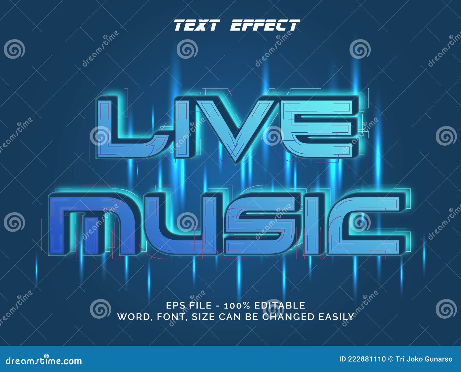 Neon Light Text Effect Style - Editable Text Effect. Live Music Theme ...