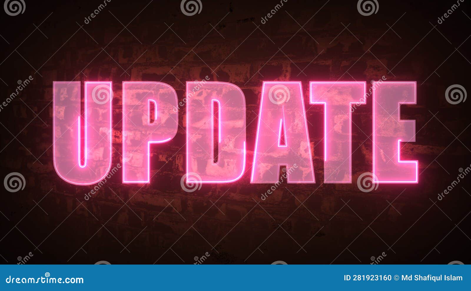 Neon Light Text Update on Brick Wall Background Motion Animation ...
