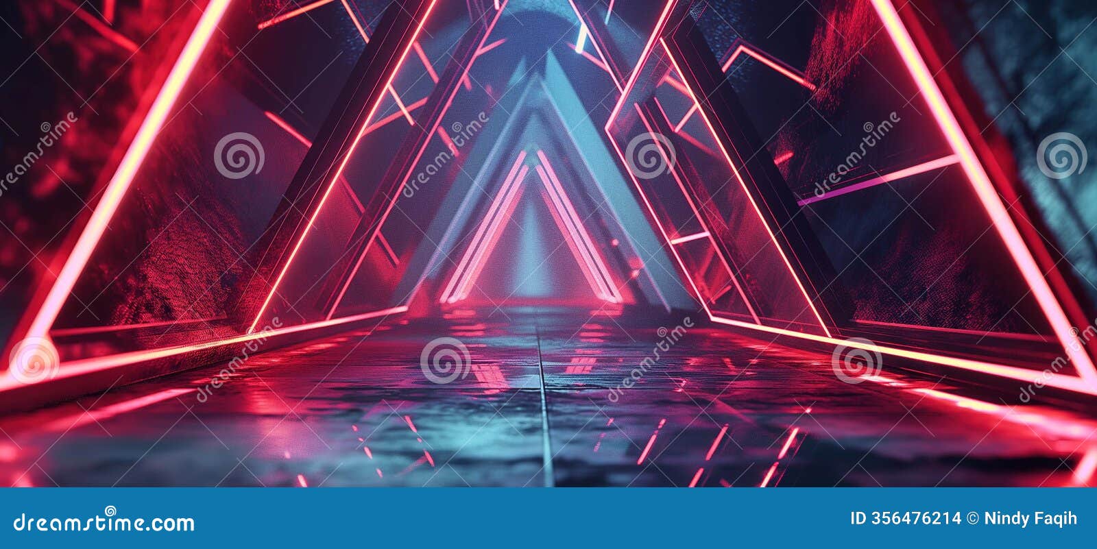 Neon Light Triangle Tunnel Business Frame Background Stock Illustration ...