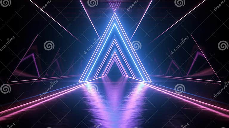 Neon Light Triangle, Virtual Reality, Triangular Esoteric Portal ...