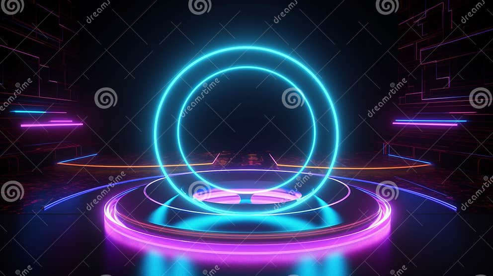 Neon Light Triangle, Virtual Reality, Triangular Esoteric Portal ...