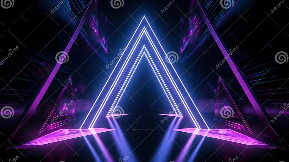 Neon Light Triangle, Virtual Reality, Triangular Esoteric Portal ...