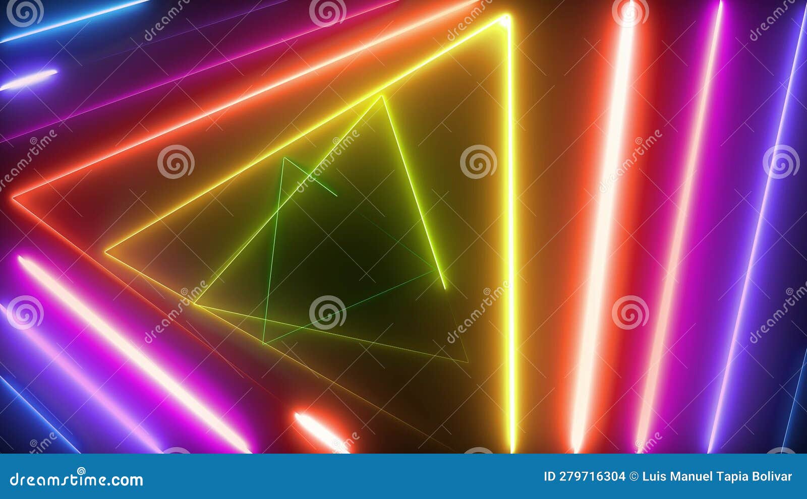 Neon Light Triangles with Rainbow Colors Stock Footage - Video of ...