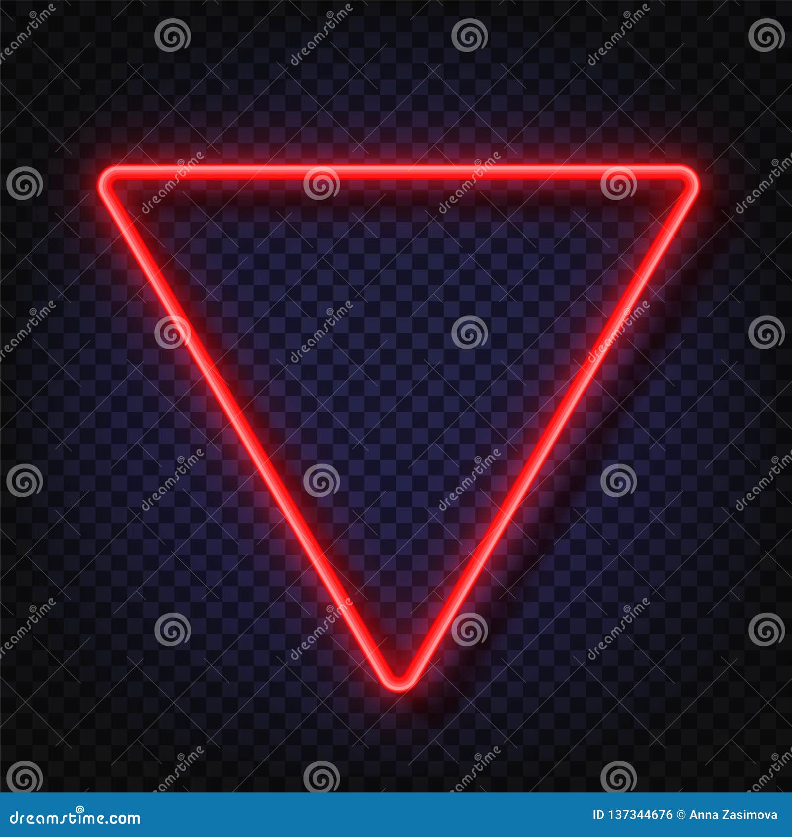 Neon Light Triangular Banner. Vector Neon Light Frame Sign. Realistic ...