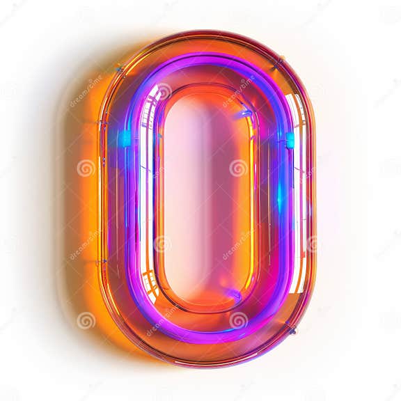 Neon light tube number 0 stock illustration. Illustration of collection ...