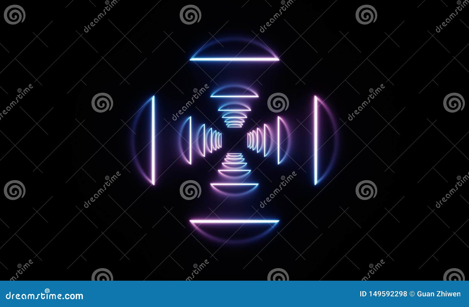 Neon light tunnel stock illustration. Illustration of installation ...