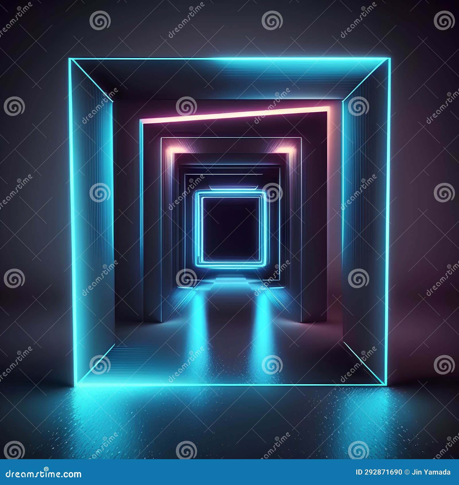 Neon Light Tunnel, 3d Rendering. Computer Digital Drawing Stock ...