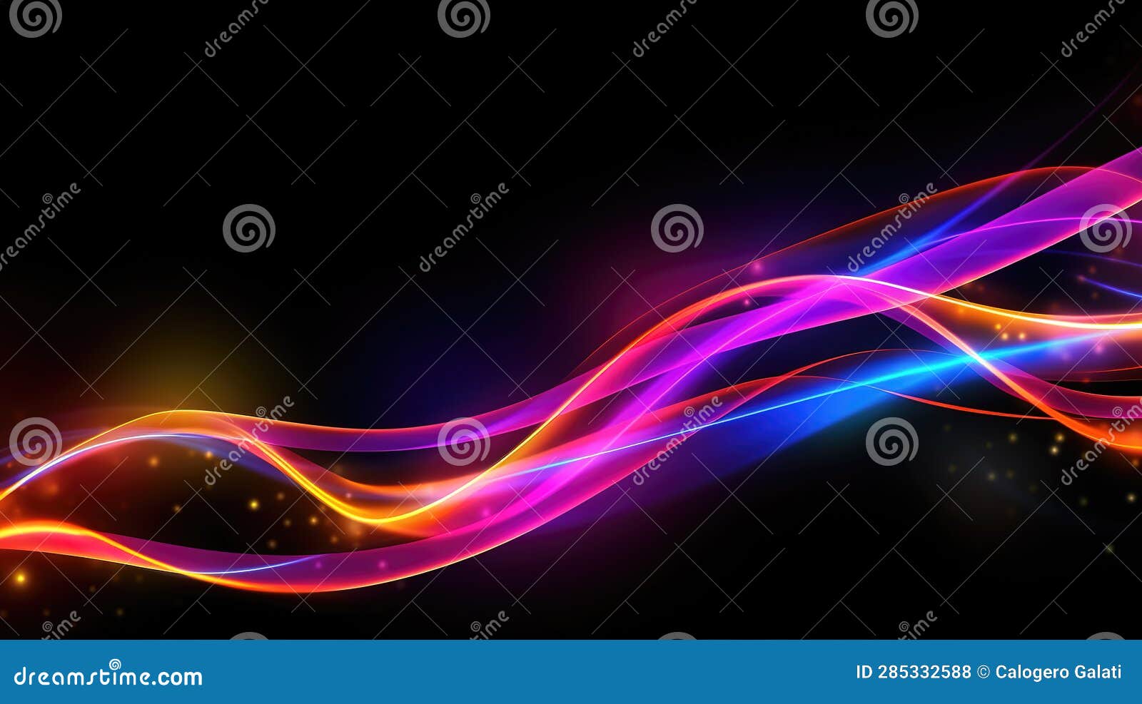 Neon Light Waves in a Wallpaper Design, Ai Generated Image Stock ...