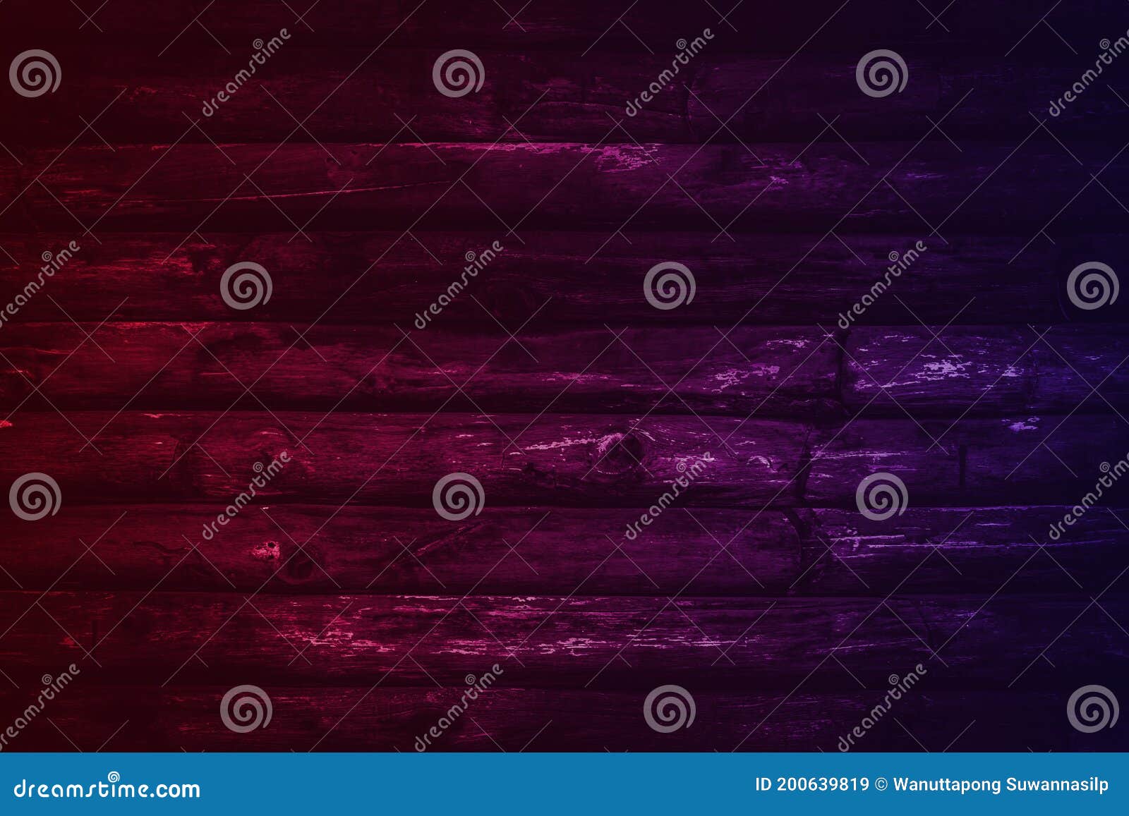 Neon Light on Wood Plank Wall Texture Background. Lighting Effect Red ...