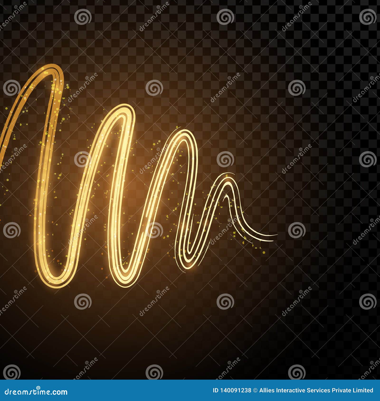 Neon Lighting Effect Abstract Waves. Stock Illustration - Illustration ...