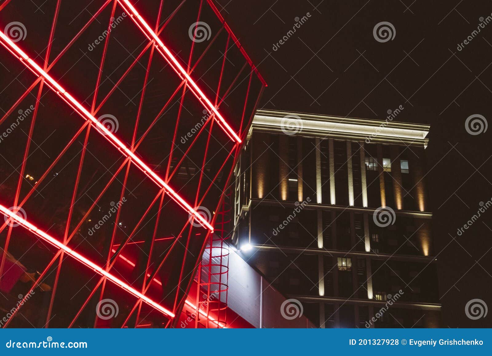 Neon Lighting Illumination Building High-tech Style Geometry Lines ...