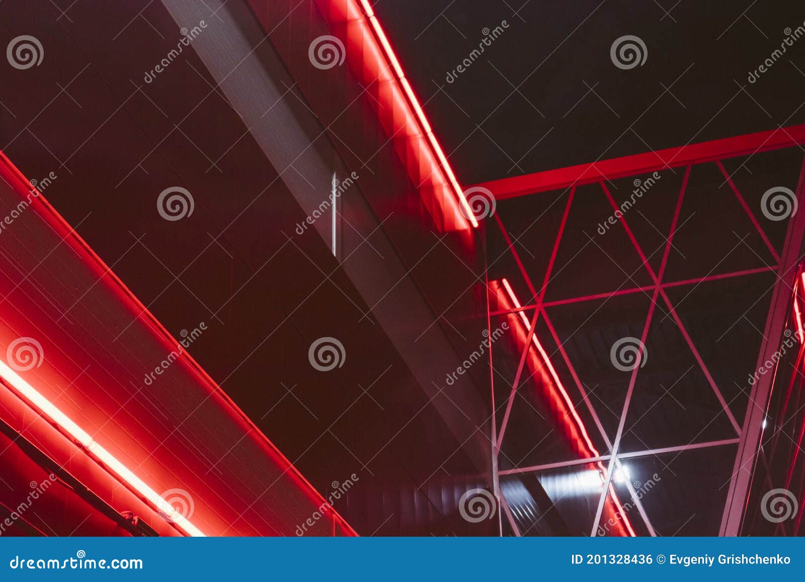 Neon Lighting Illumination Building High-tech Style Geometry Lines ...