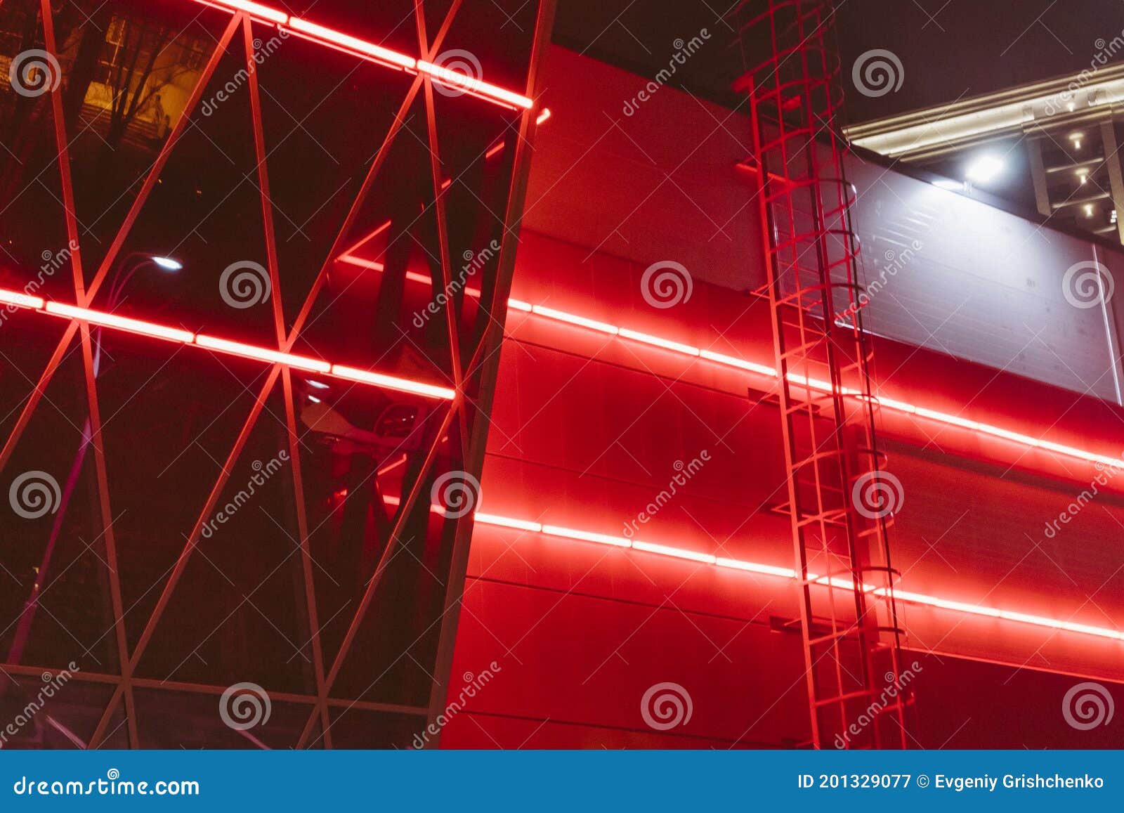 Neon Lighting Illumination Building High-tech Style Geometry Lines ...