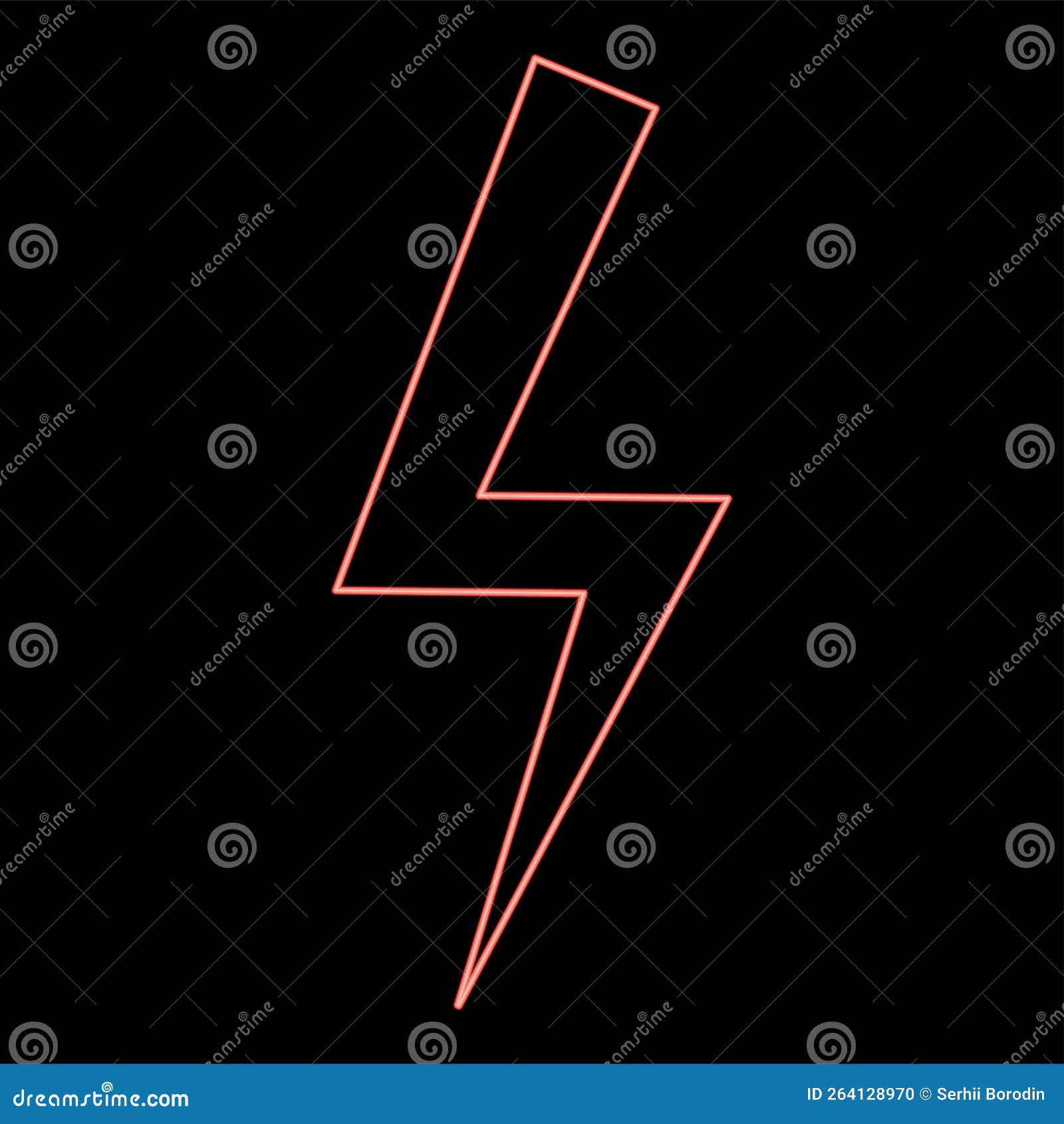 Neon Lightning Bolt Electric Power Flash Thunderbolt Red Color Vector ...
