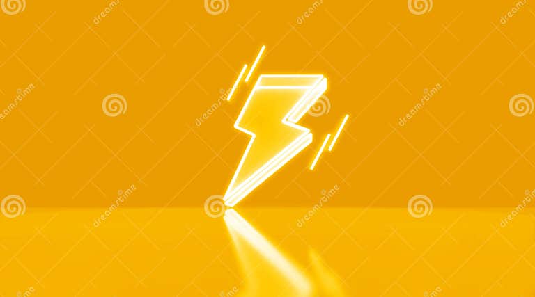 Neon Lightning Bolt Icon. Glowing Neon Thunder Flash Sign Stock ...