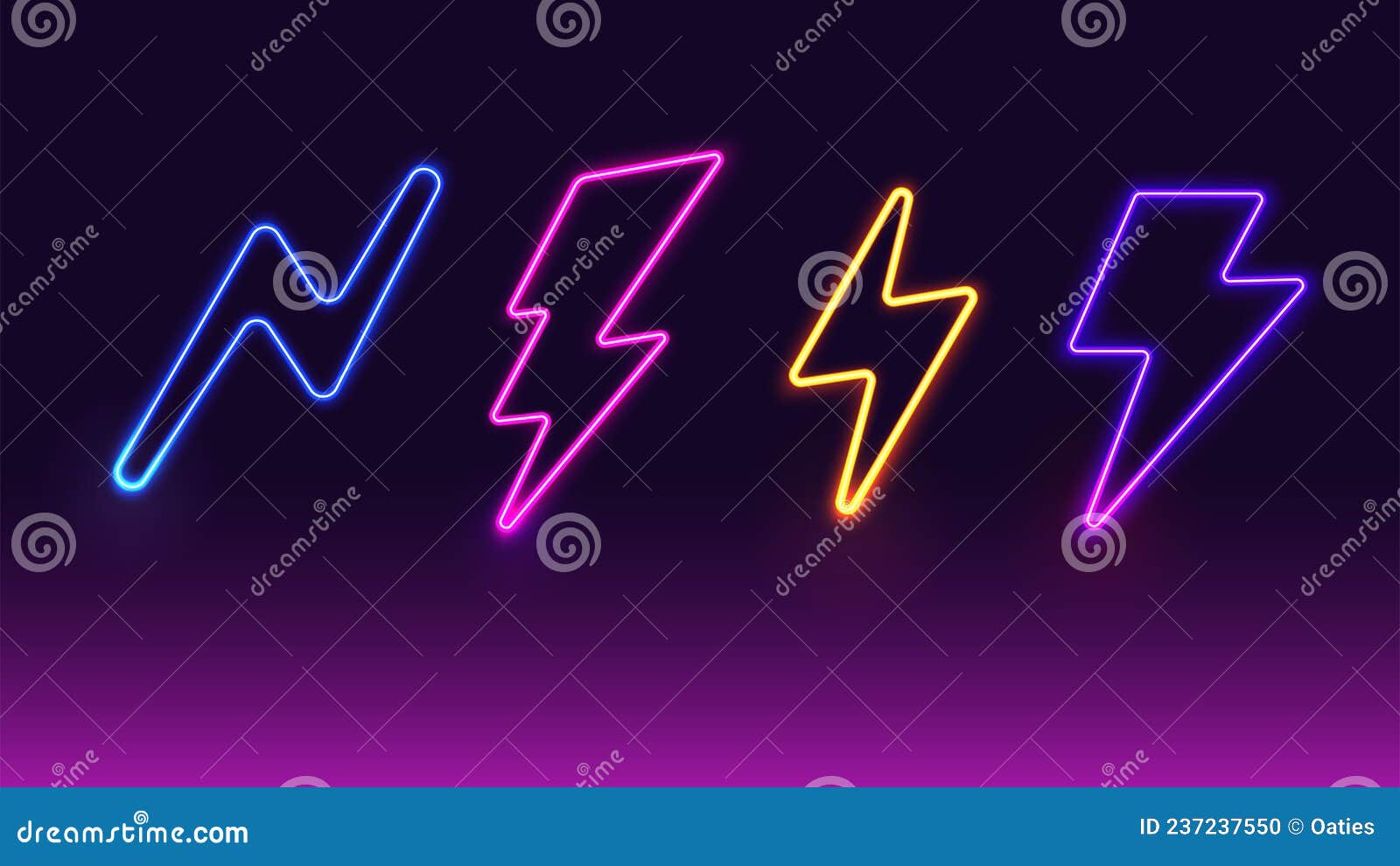 Neon Lightning Bolt Icon Sign Stock Vector - Illustration of line, neon ...