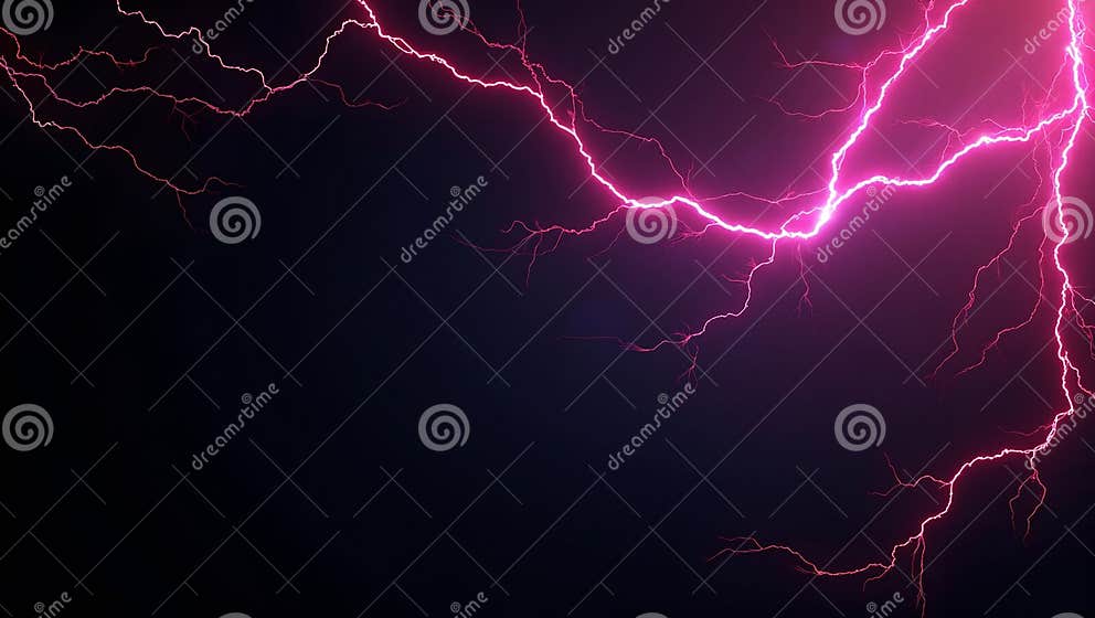 Neon Lightning Bolts on Black Background Stock Illustration ...