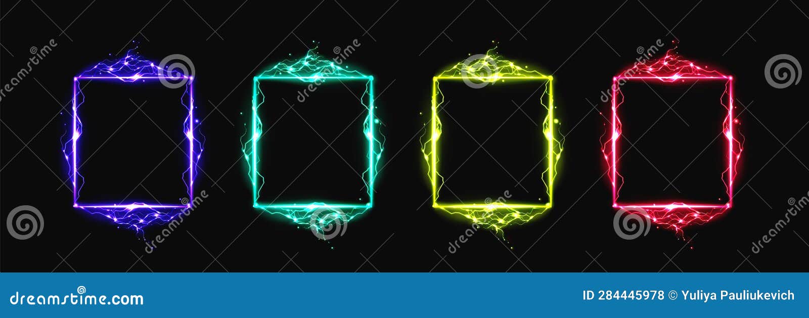 Neon Lightning Effect Electric Glow Frame Vector | CartoonDealer.com ...