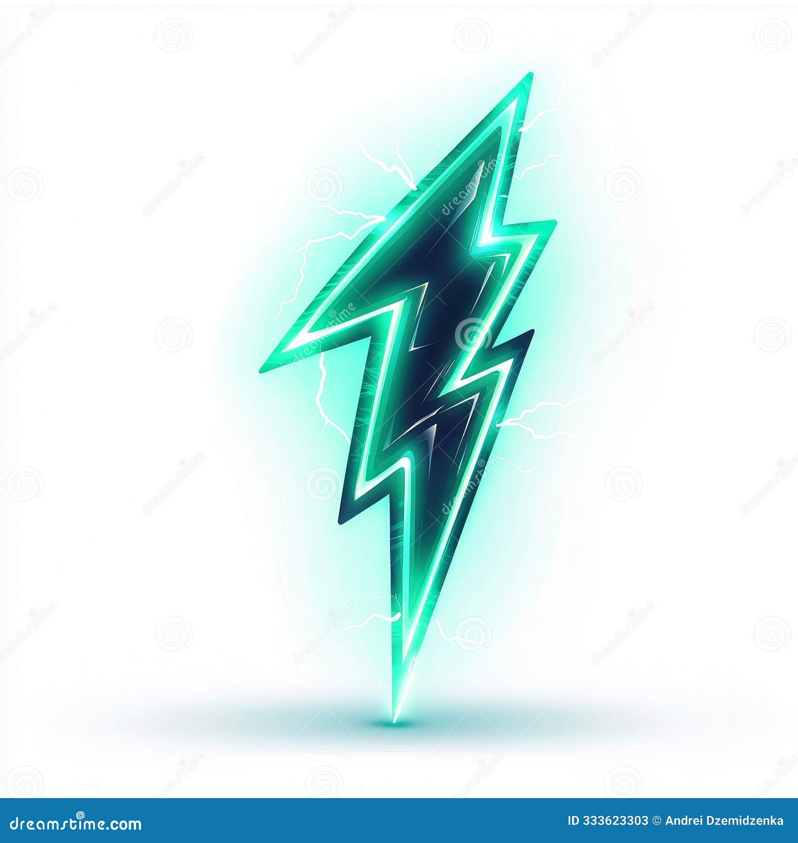 Neon Lightning Icon With Transparent Background In Green Royalty-Free ...