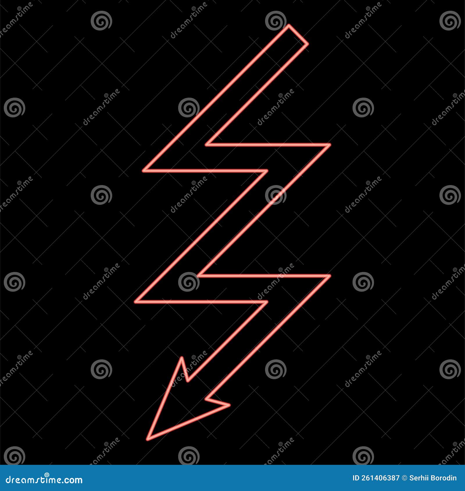 Neon Lightning Red Color Vector Illustration Image Flat Style Stock ...