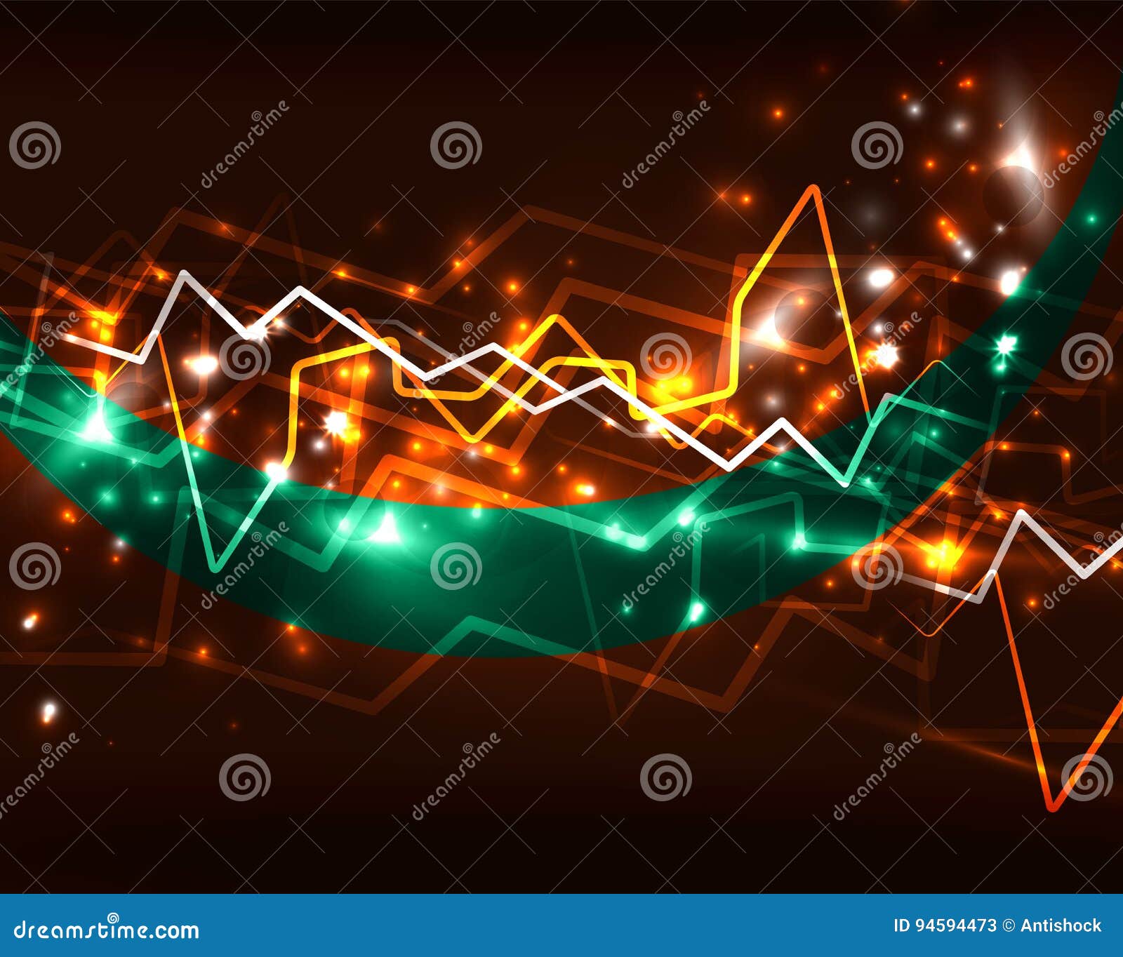 Neon Lightning Vector Background Stock Vector - Illustration of green ...