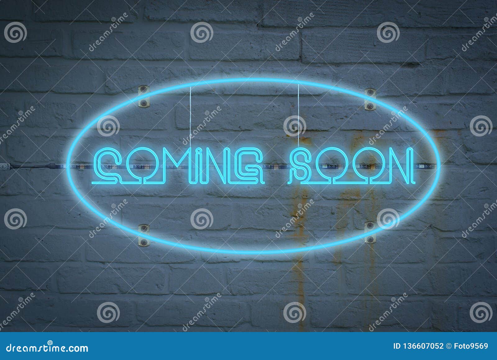 Big Set Neon Coming Soon Neon Sign. Luminous Signboard With Signboard ...