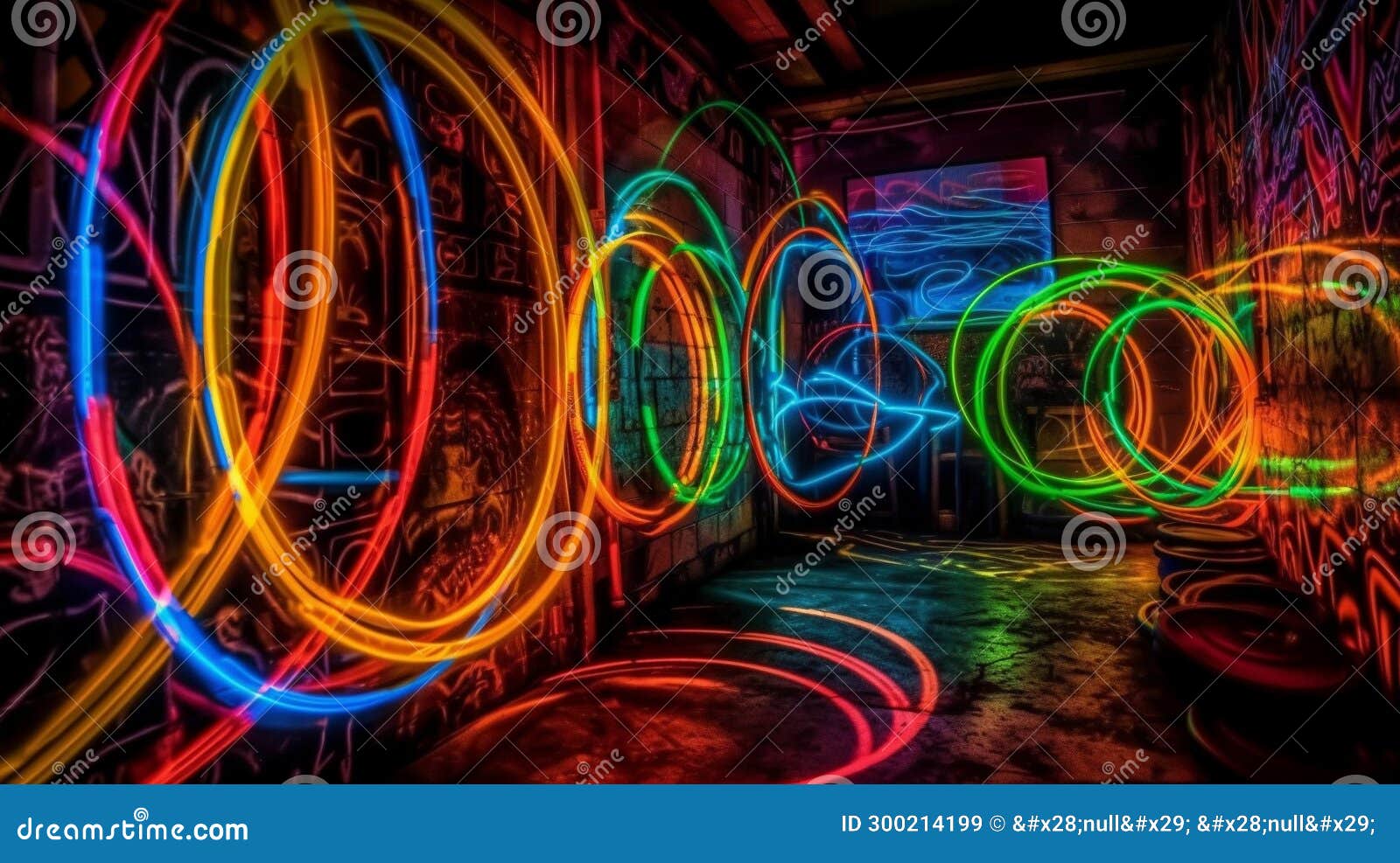 Neon Lights Abstract Background HDR. AI Generative Stock Illustration ...