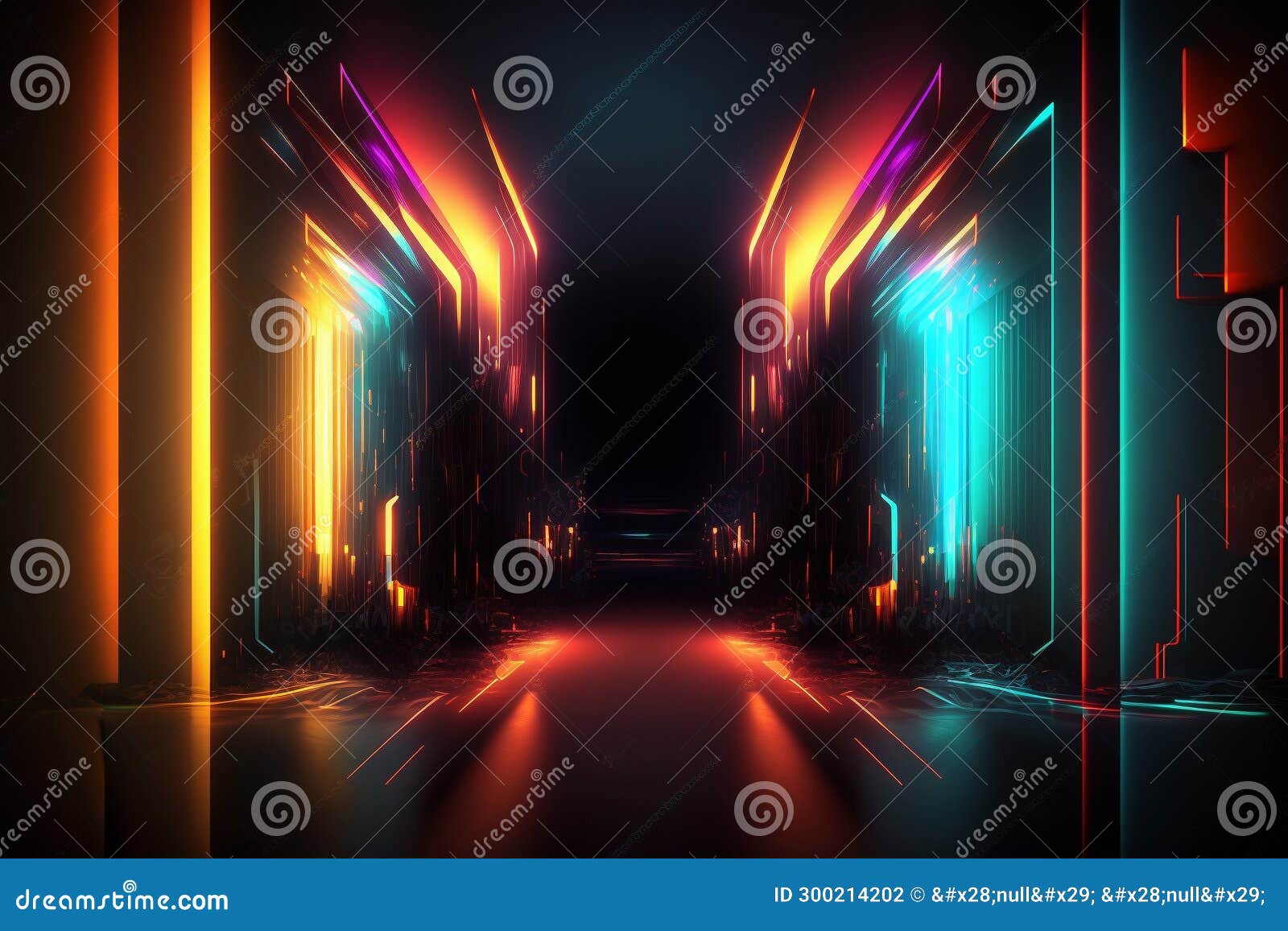 Neon Lights Abstract Background HDR. AI Generative Stock Illustration ...