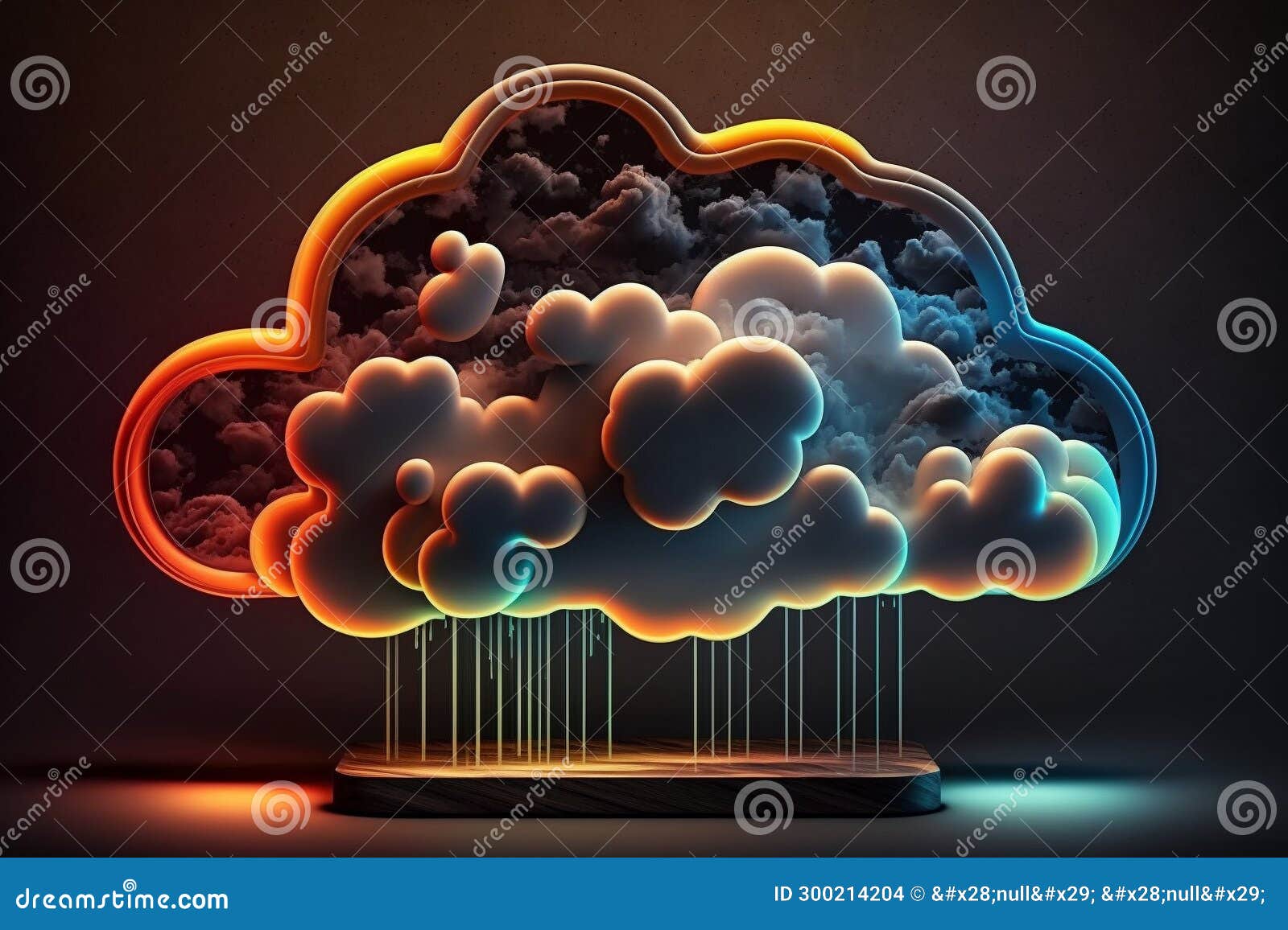 Neon Lights Abstract Background HDR. AI Generative Stock Illustration ...