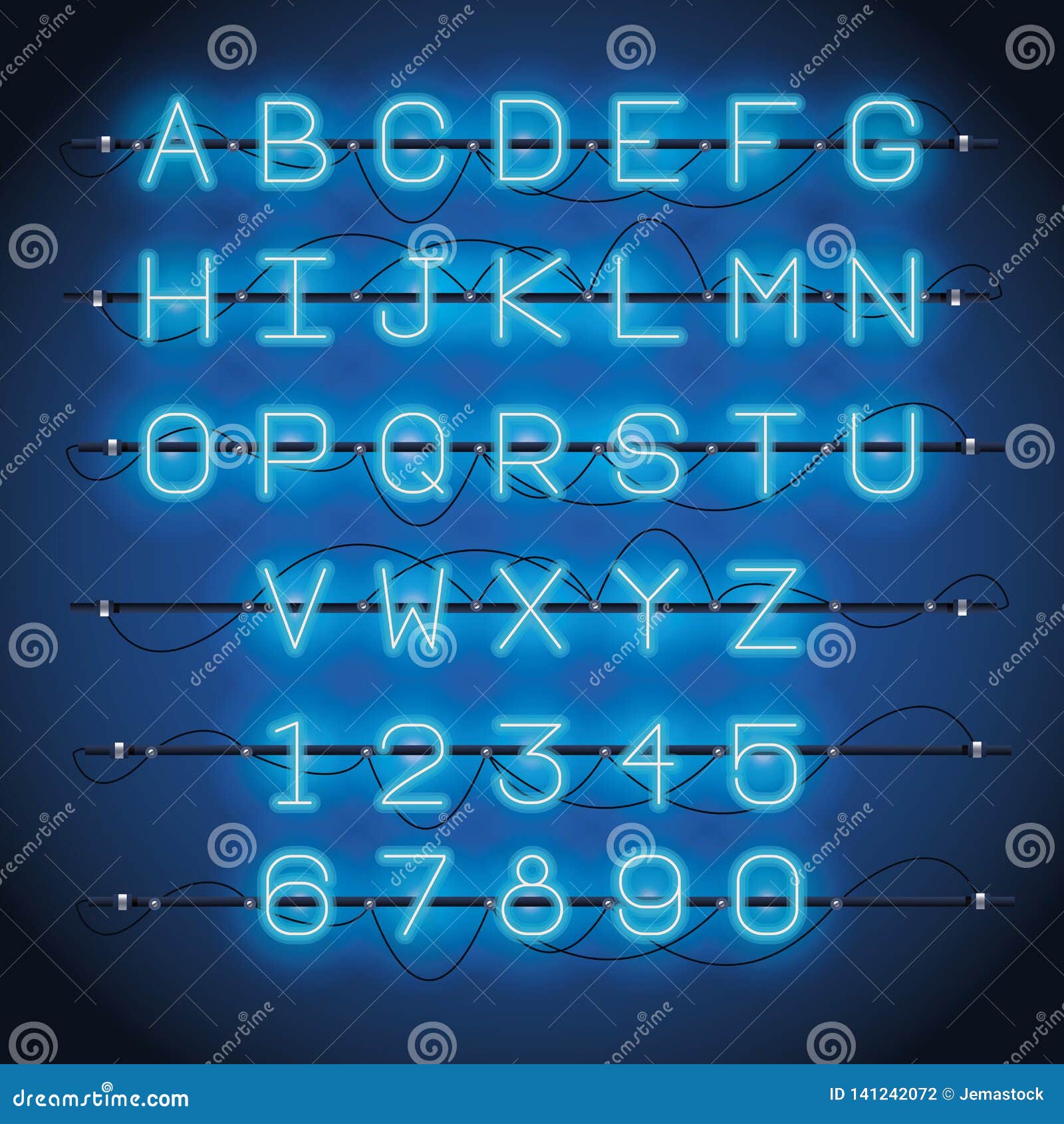 Neon lights alphabet font stock vector. Illustration of illuminated ...